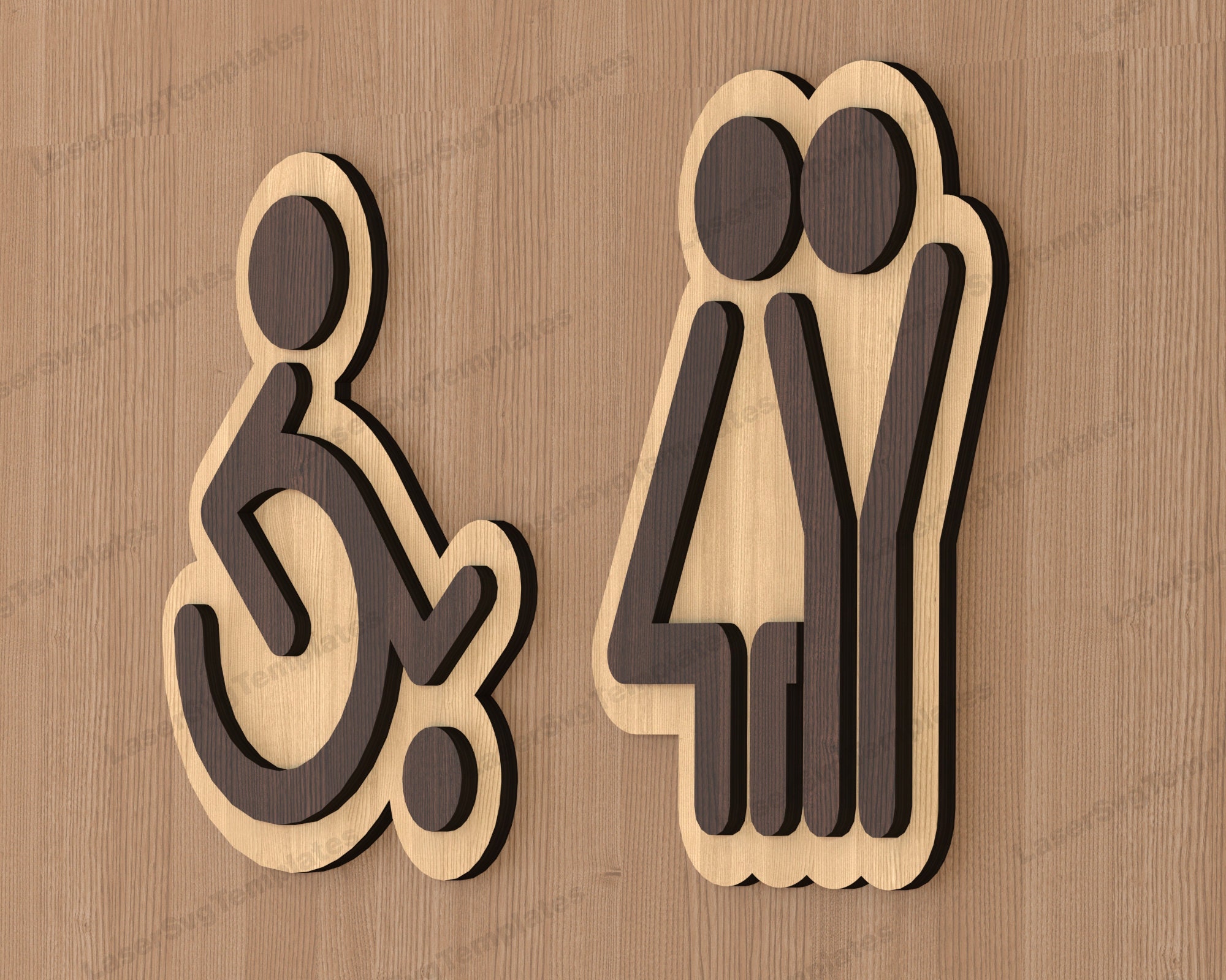 Multilayer Wc Toilet Door Sign Laser Cut Svg File Glowforge 3D Wooden ...