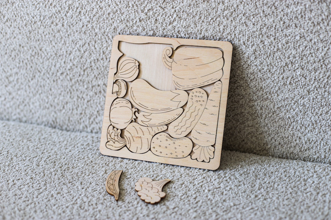 Laser Cut Wooden Puzzle Vegetables Svg Template Glowforge Kids ...