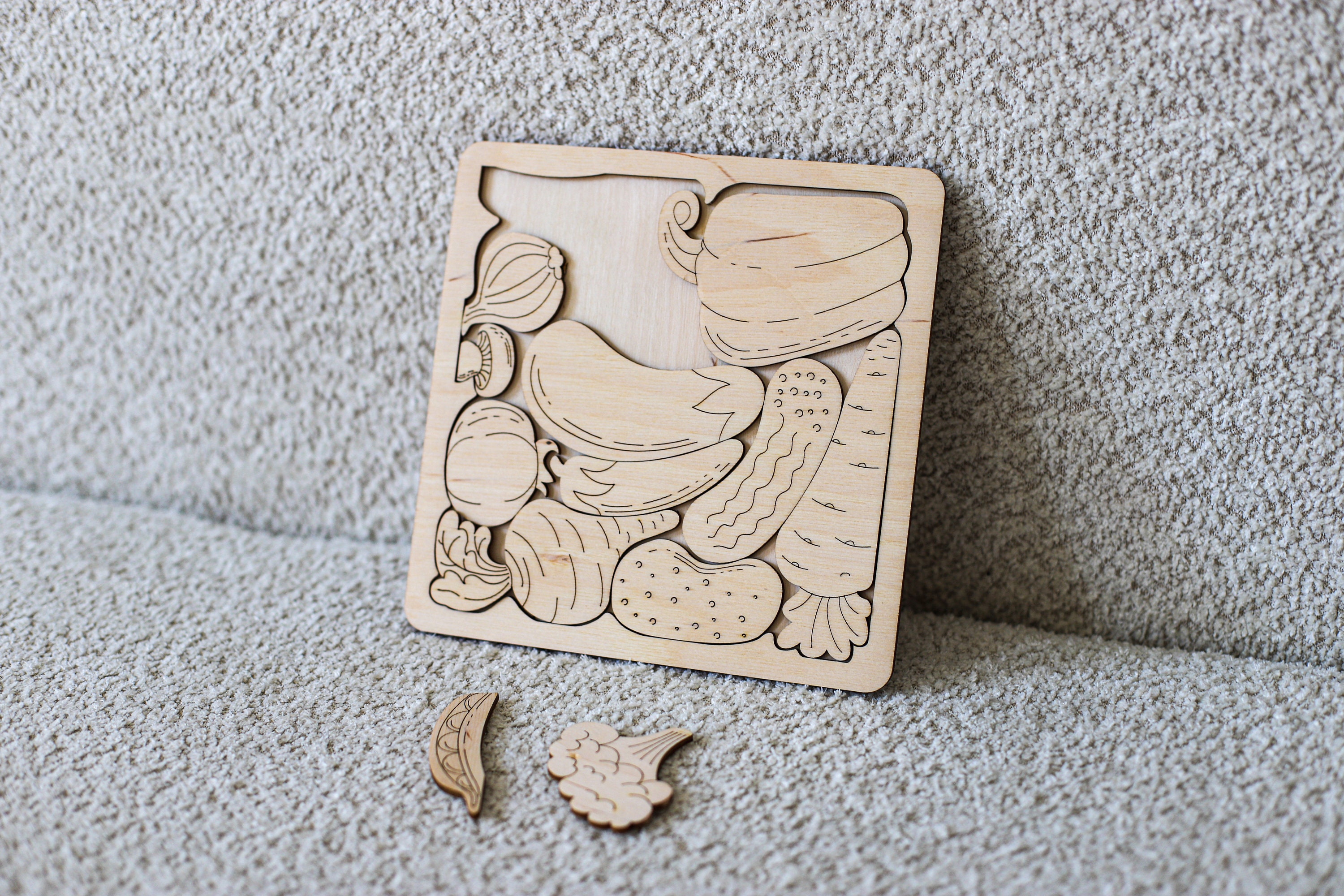 Laser Cut Wooden Puzzle Vegetables Svg Template Glowforge Kids ...