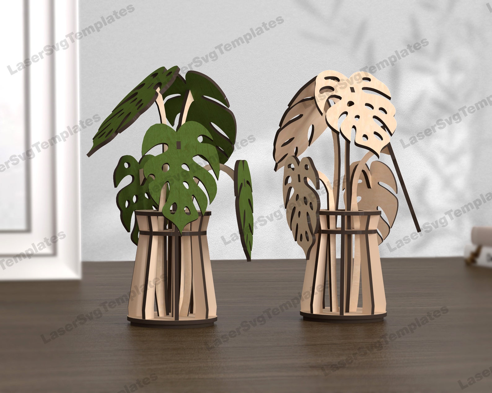 Laser Cut 3D Flowers Vase Table Decor Svg Template Glowforge Wooden 3D ...