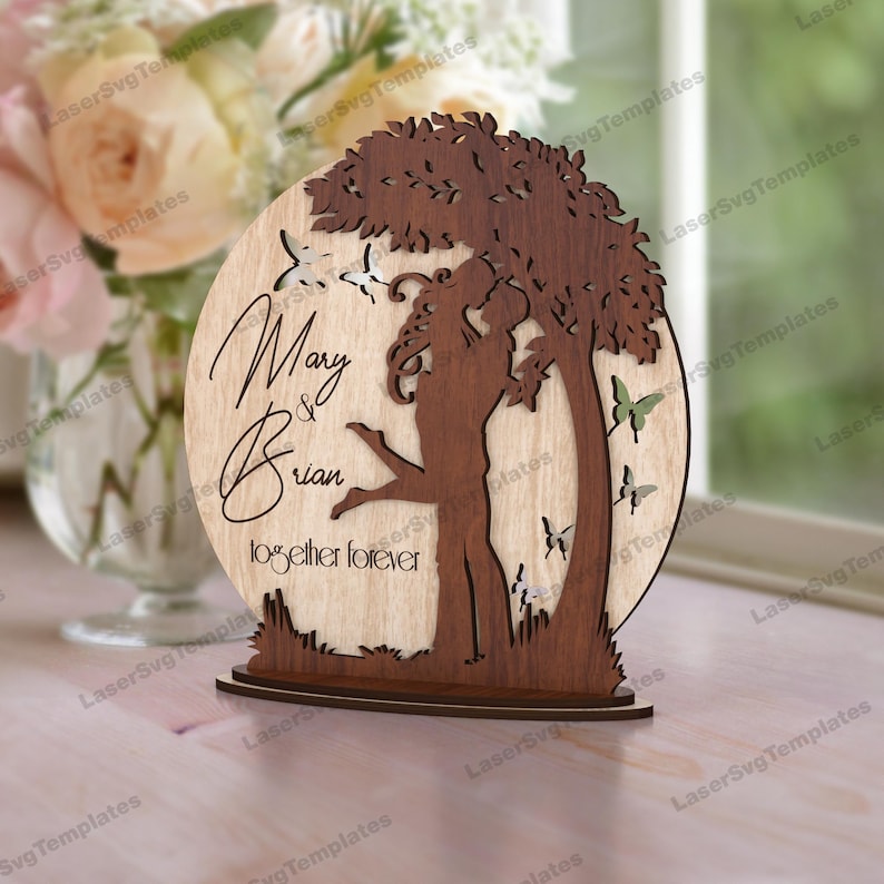 Laser Cut Wedding Romantic Couple Decoration Svg Template Glowforge ...