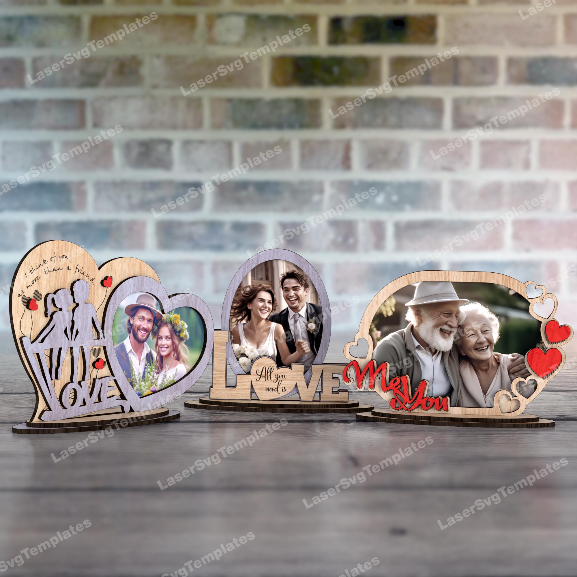 Paquete de 3 marcos de fotos con forma de corazón para San Valentín ...