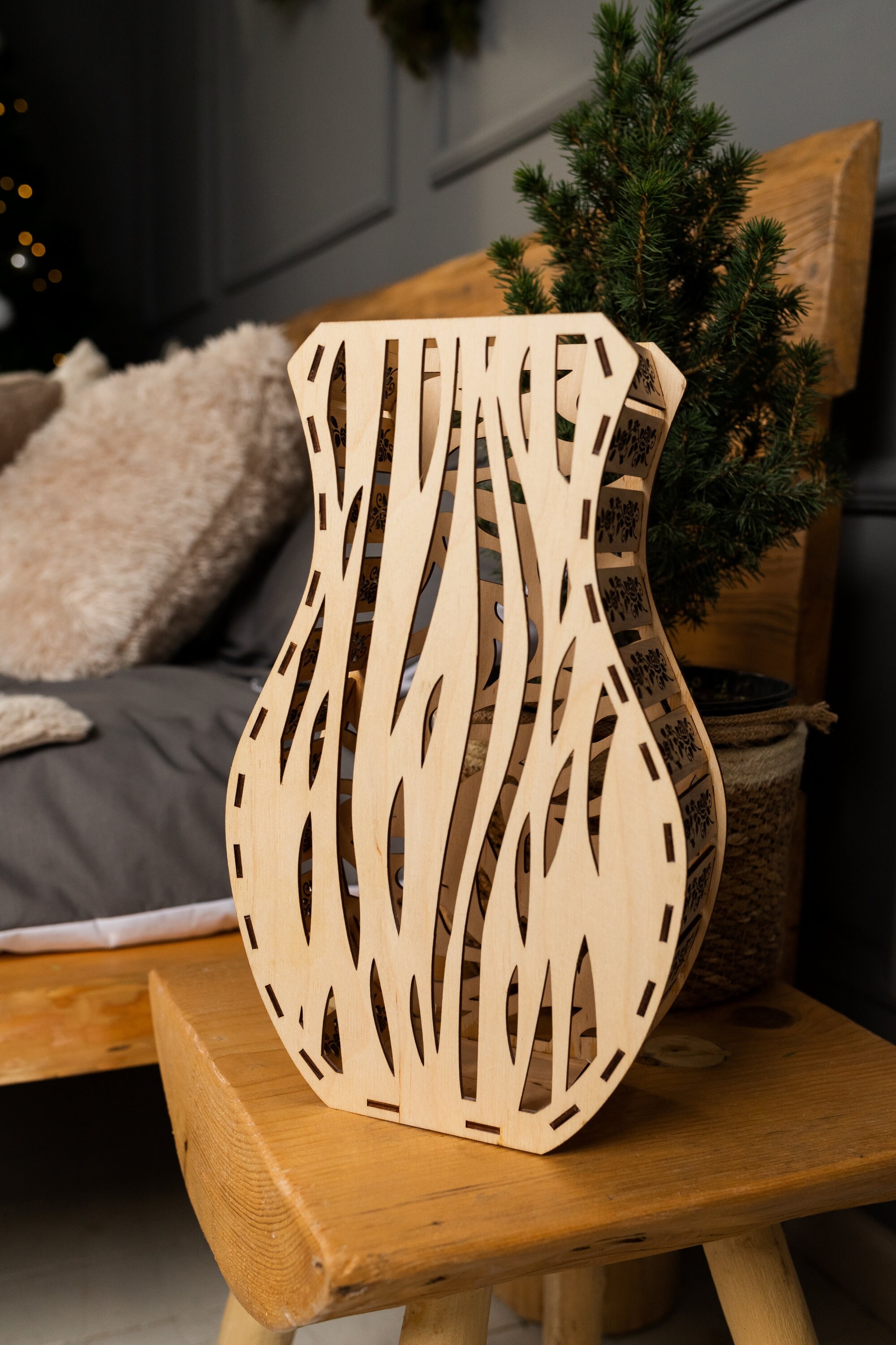 Wooden Flowers Vase Svg Laser Cut File Glowforge Vase Decor - Etsy