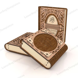 Wooden Gift Book Box Laser Cut Svg File Glowforge Decorative Book Box ...