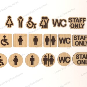 Multilayer Wc Toilet Door Sign Laser Cut Svg File Glowforge 3D Wooden ...