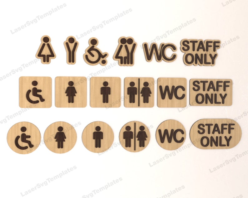 Multilayer Wc Toilet Door Sign Laser Cut Svg File Glowforge 3D Wooden ...