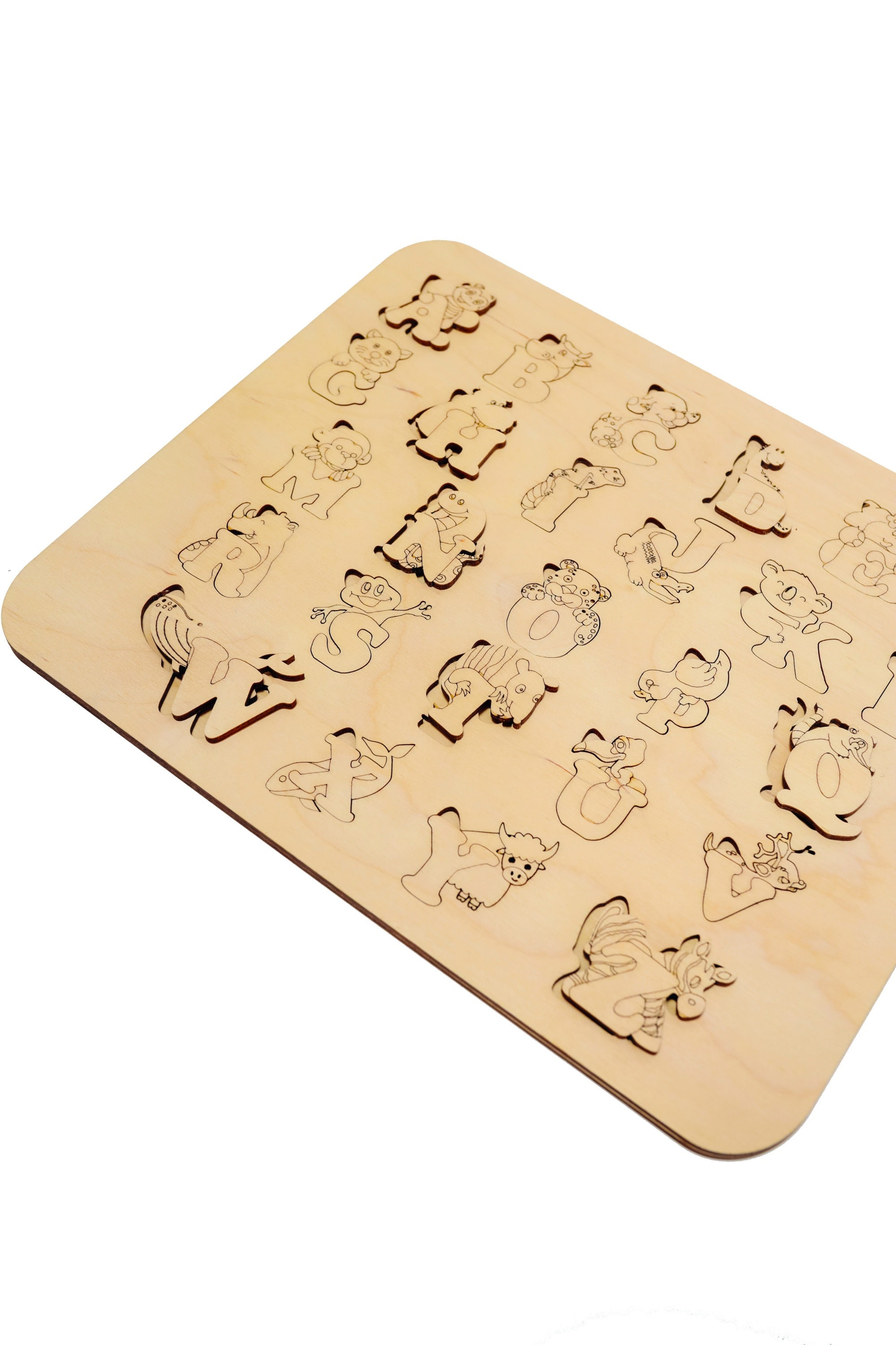 Laser Cut Animals Alphabet Letters Puzzle Svg Glowforge Kids - Etsy