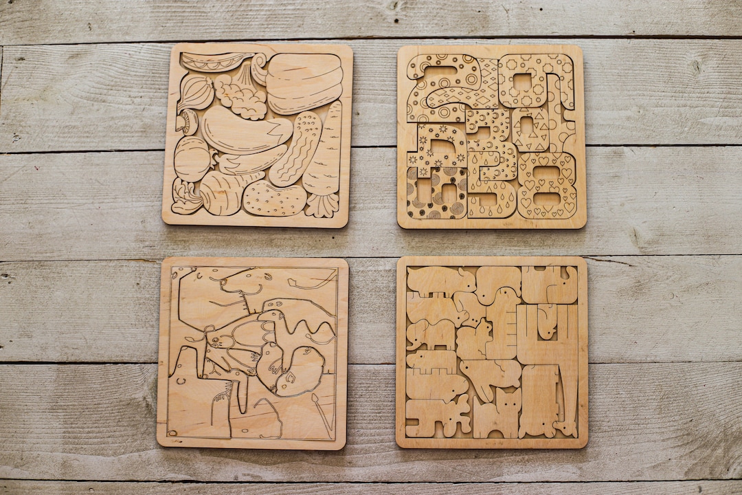 Educational Kids Animal Puzzle Bundle Svg Laser Cut File Glowforge Kids ...