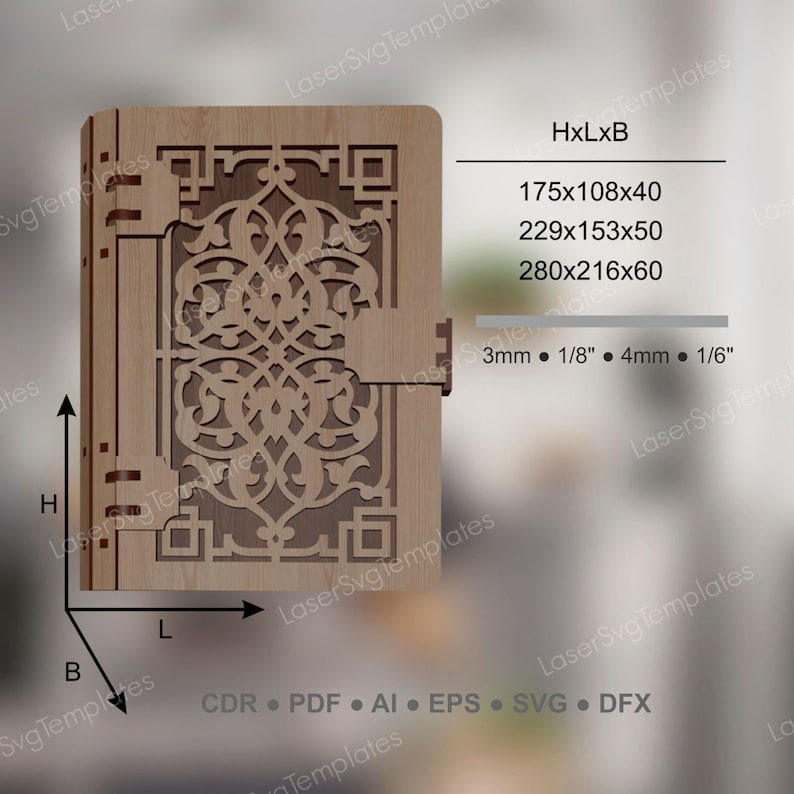 Wooden Book Box Set Laser Cut Svg File Glowforge Book Box Dxf Cut Plan ...