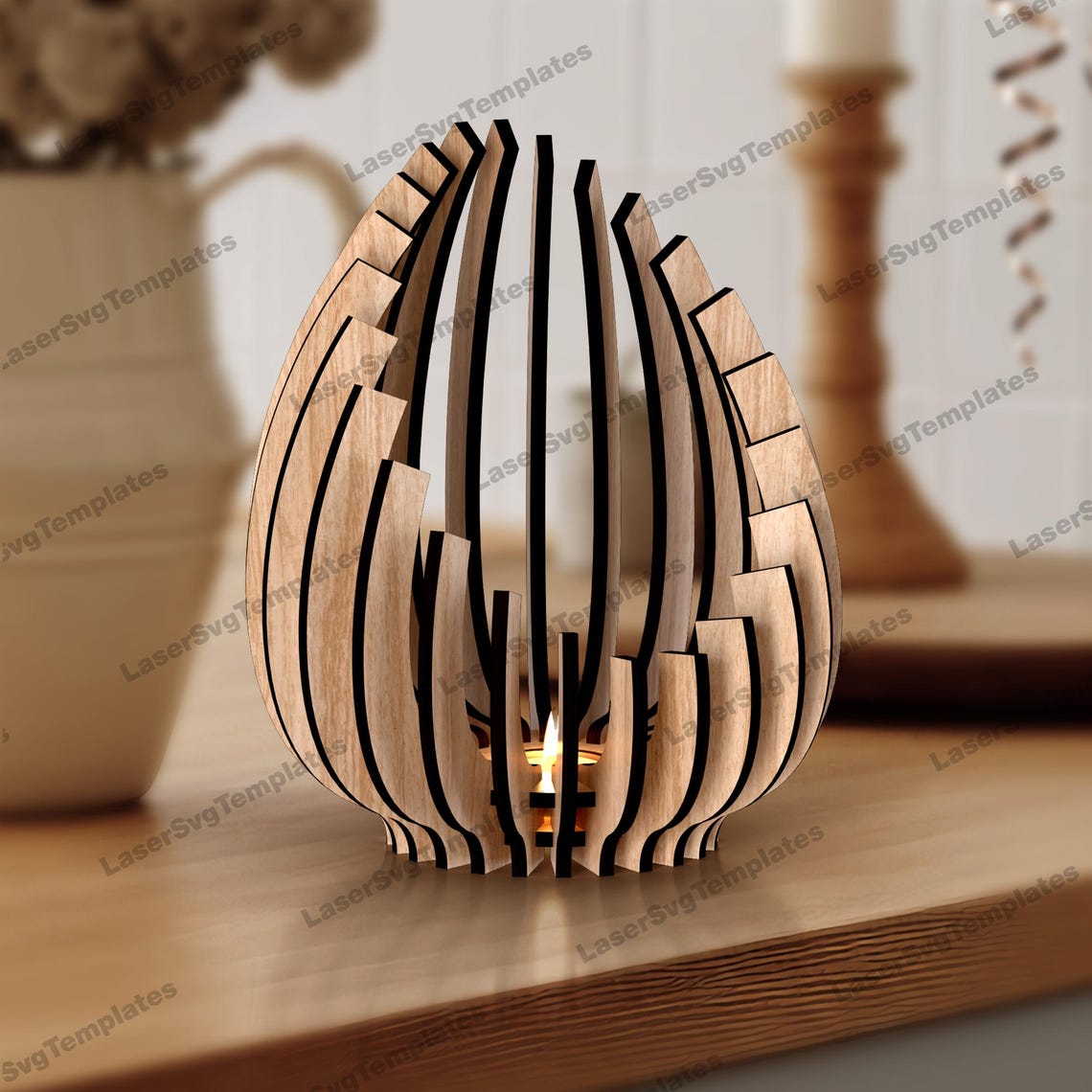 Tealight Candle Holder Laser Cut Svg File Glowforge Wooden Candle ...