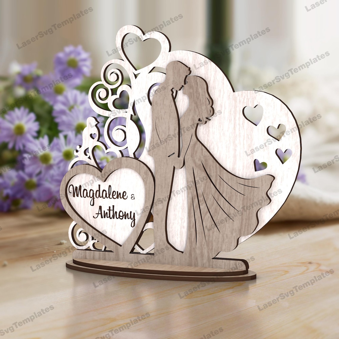Plantilla SVG de decoración romántica para bodas cortadas con láser ...