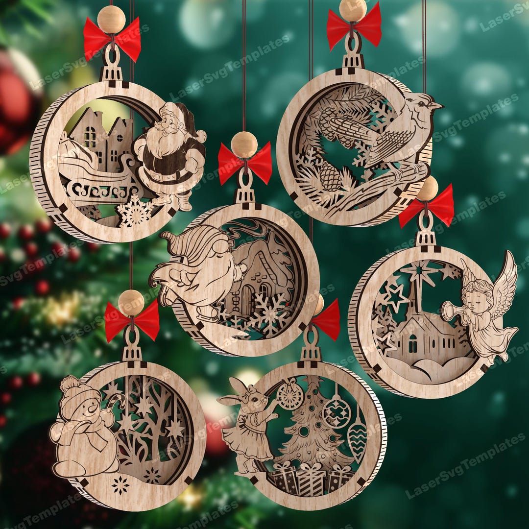 Flexible Christmas Characters 6 Ornaments Laser Cut Svg File Glowforge ...