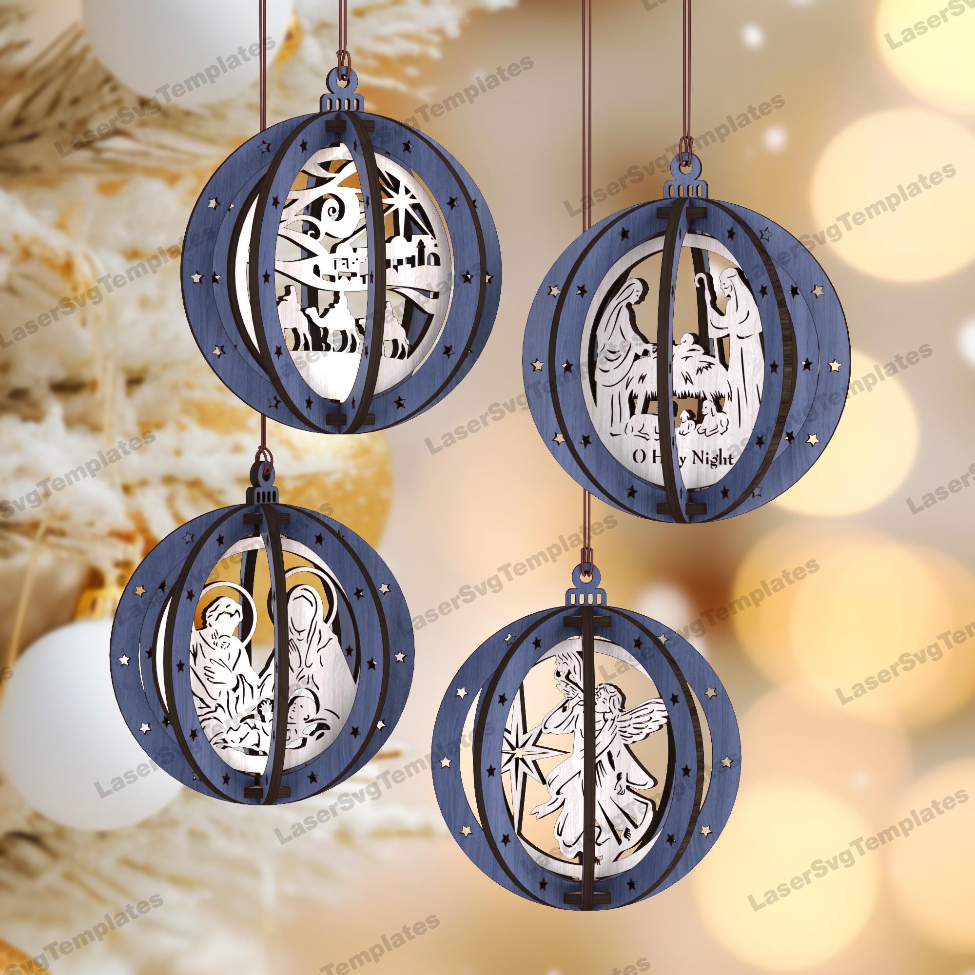 3D Christmas Tree Ball Ornaments 8 Bundle Laser Cut Svg File Glowforge ...