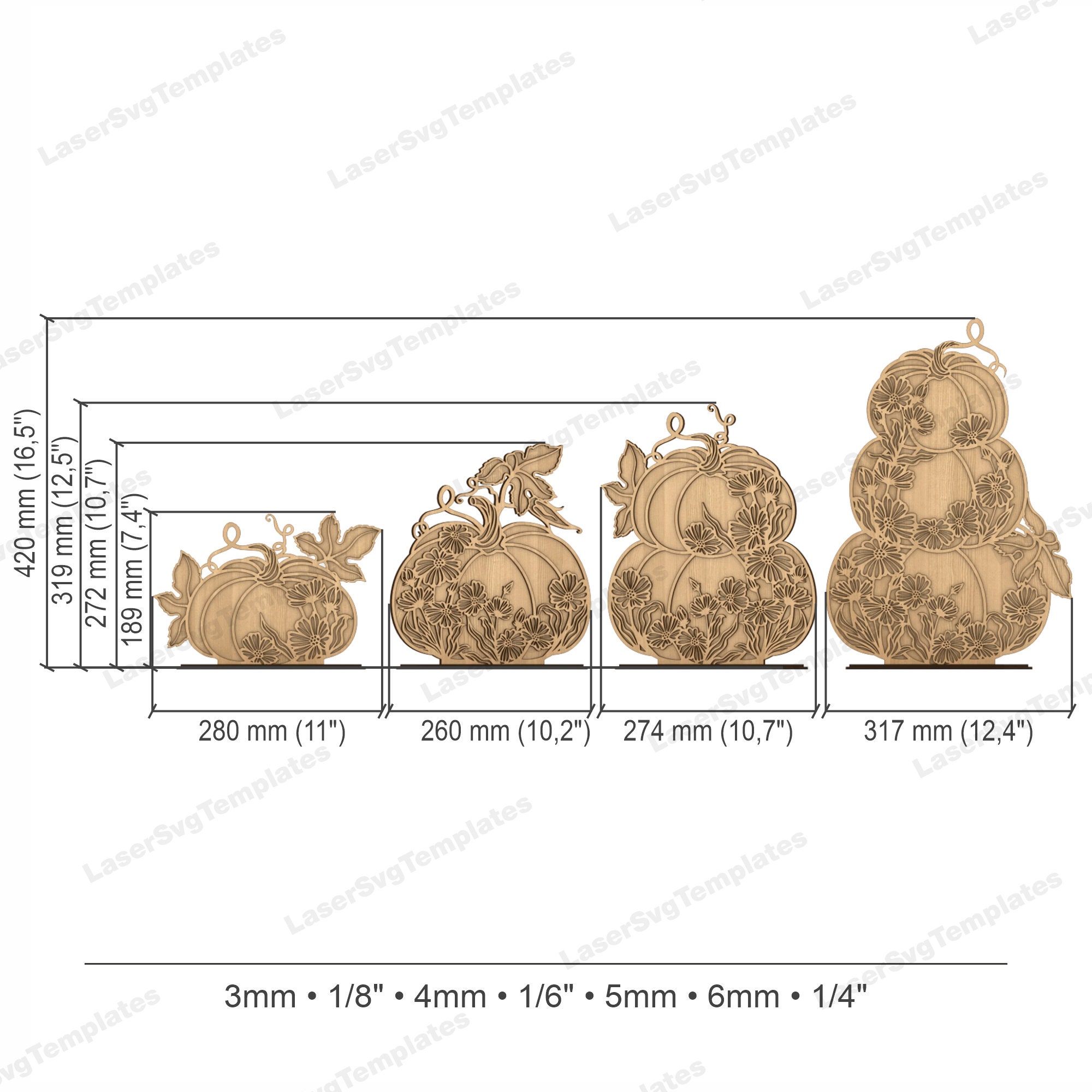 Laser Cut Stacked Floral Pumpkin Table Decoration Svg File Glowforge ...