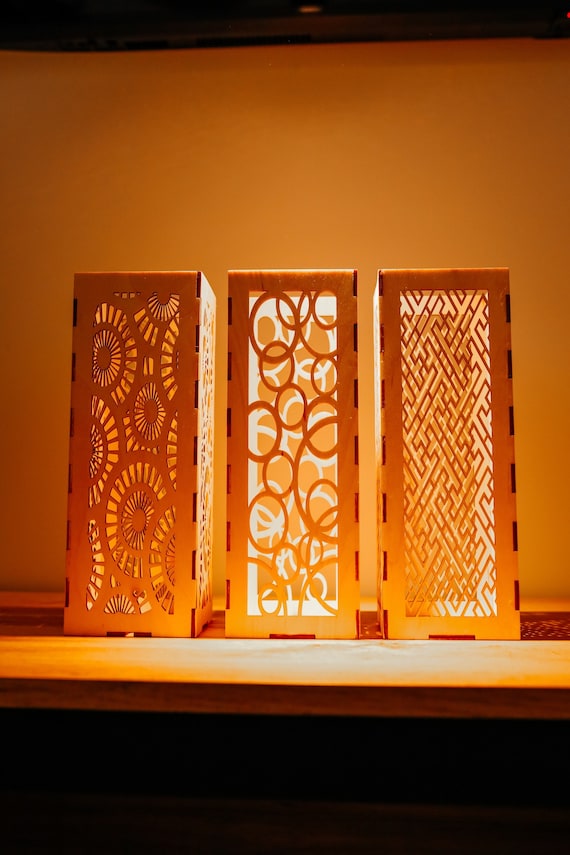 Wooden Table Lamp Laser Cut Files Svg Bundle Glowforge Table - Etsy