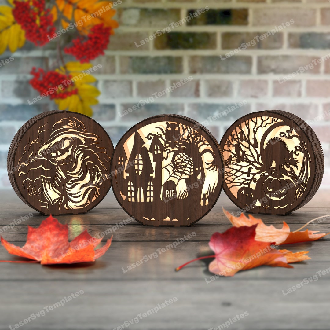 Laser Cut Halloween Table Night Lamp Svg Cutting File Glowforge ...