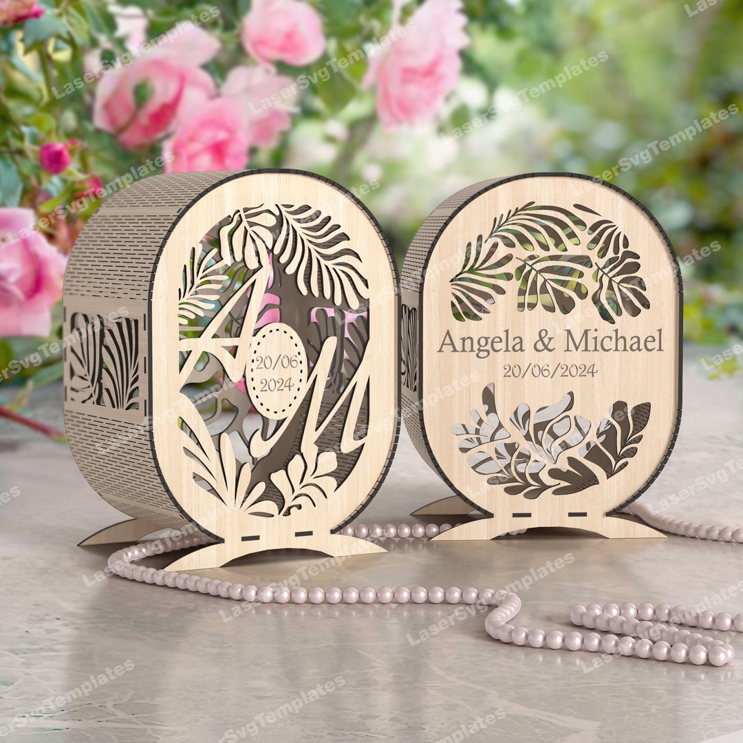 Wooden Oval Wedding Card Box Laser Cut Svg File Glowforge Wedding Money ...