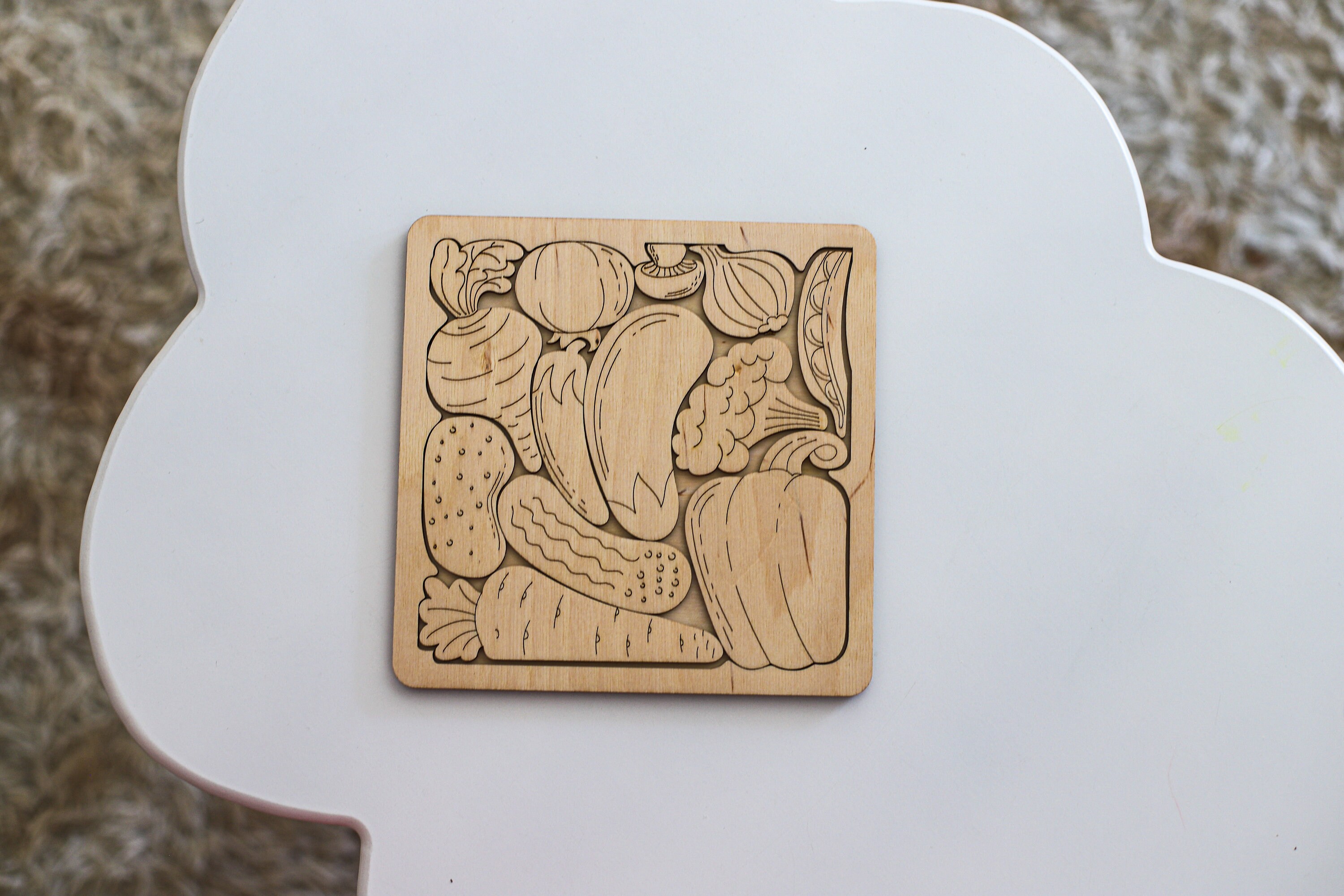 Laser Cut Wooden Puzzle Vegetables Svg Template Glowforge Kids ...