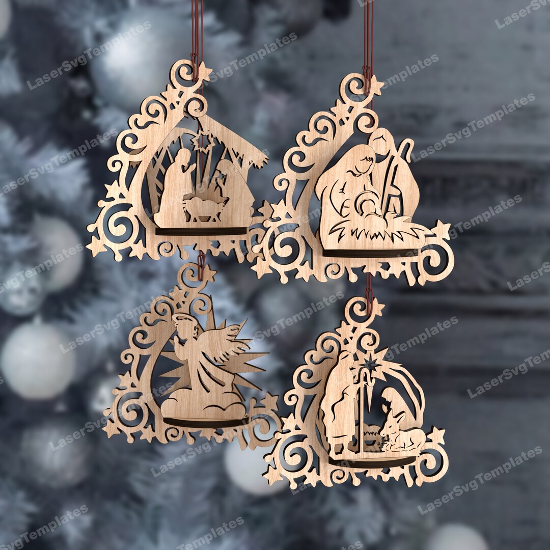 3D Nativity Tree Ball Ornaments Set Laser Cut Svg File Glowforge ...