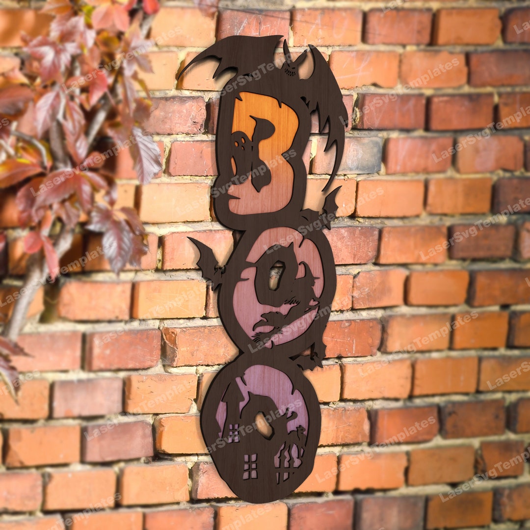 Laser Cut Multilayer Boo Halloween Wall Sign Svg File Glowforge Multi ...