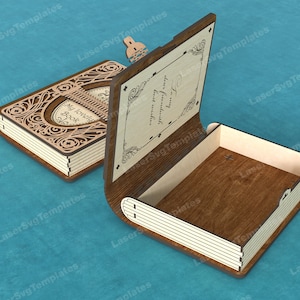 Wooden Gift Book Box Laser Cut Svg File Glowforge Decorative Book Box ...