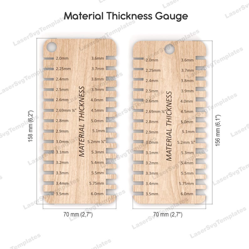 Material Kerf Test Tool Laser Cut Svg File Glowforge Material Laser ...