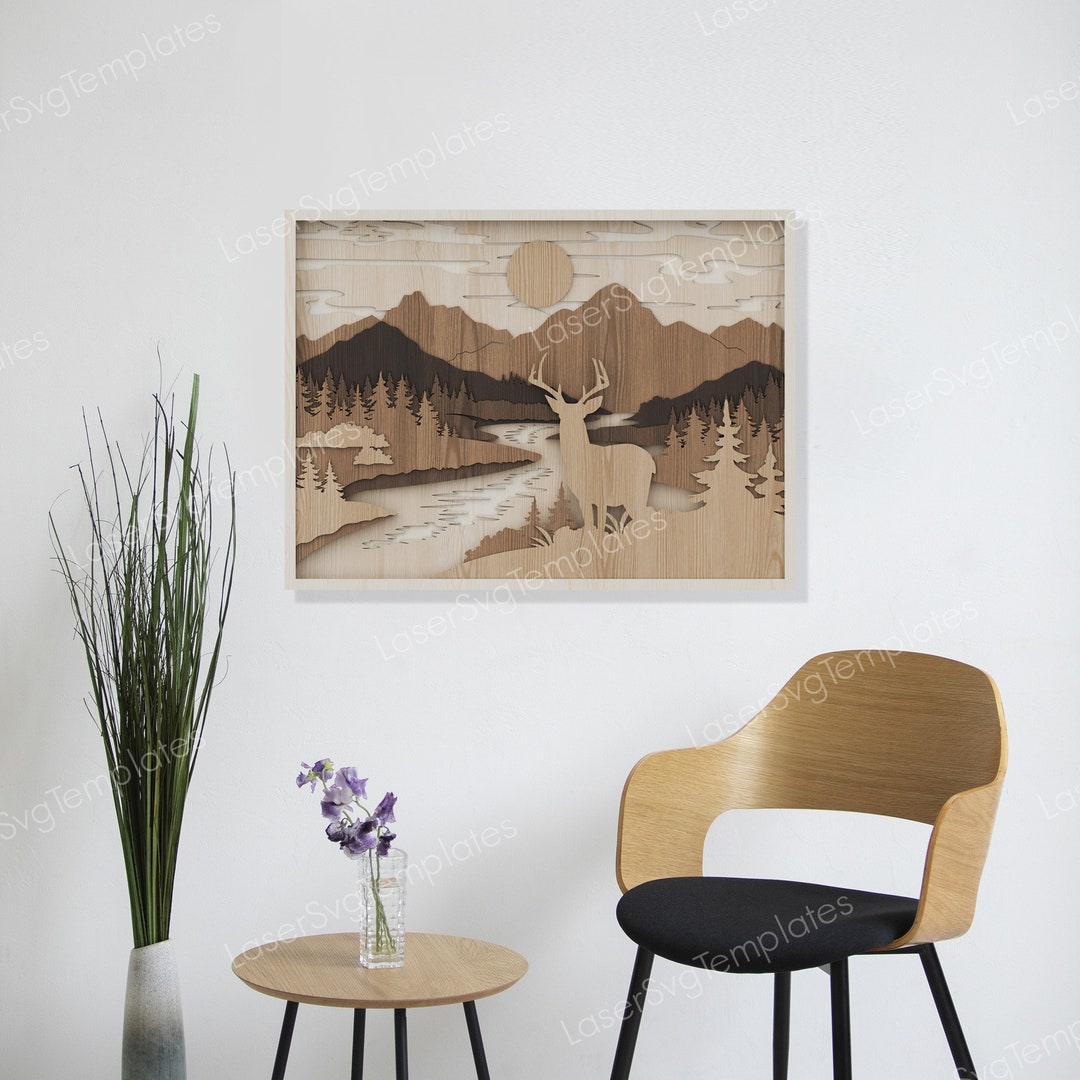 Multilayer Mountain Wall Art Panel Laser Cut Svg File Glowforge 3D ...