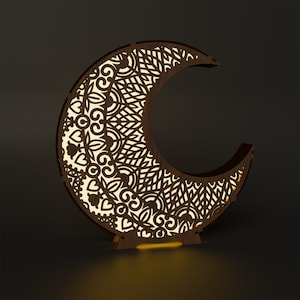 Laser Cut Moon Night Light Lamp Svg Template Glowforge Decorative Moon ...