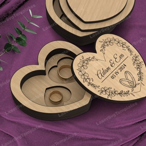 Decorative Wedding Ring Box Set Laser Cut Svg File Glowforge Wedding ...