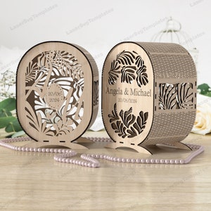 Wooden oval wedding card box laser cut svg file Glowforge wedding money ...