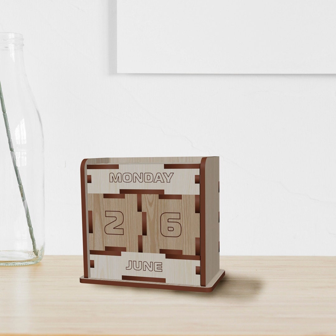 Laser Cut Perpetual Calendar Svg Template Glowforge Table Calendar Svg ...