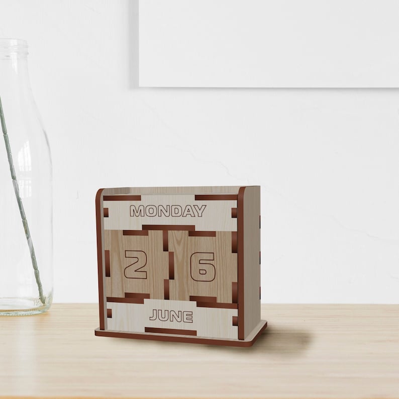 Laser Cut Perpetual Calendar Svg Template Glowforge Table - Etsy