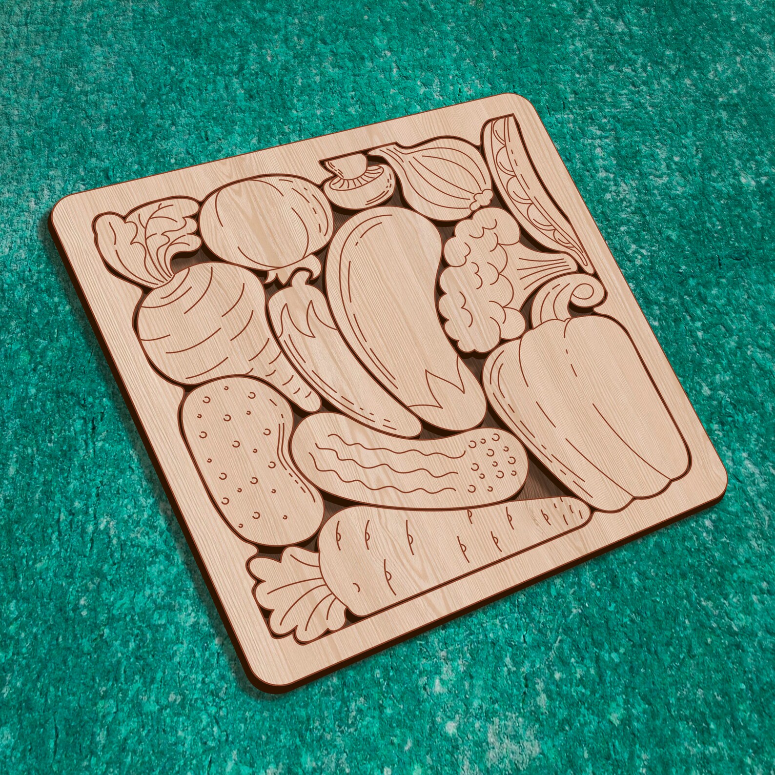 Wooden Puzzle Vegetables Laser Cut Svg File Glowforge Kids Montessori ...