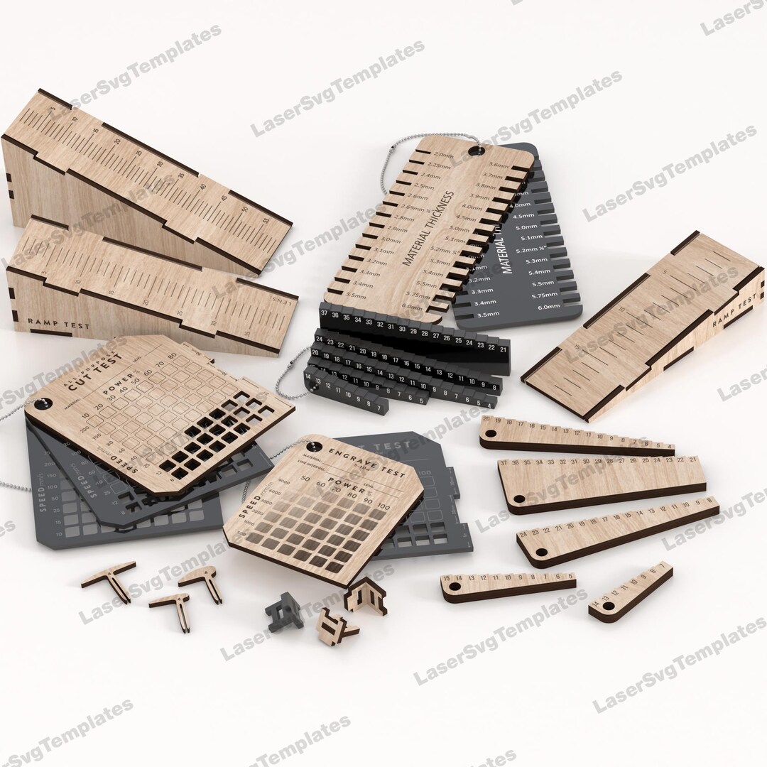 Laser Calibration Pack Bundle Svg File Laser Kerf Test Svg Laser Pins ...