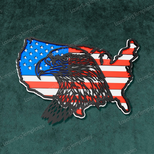 Multilayer United States Map With Eagle Wall Panel Laser Cut - Etsy ...