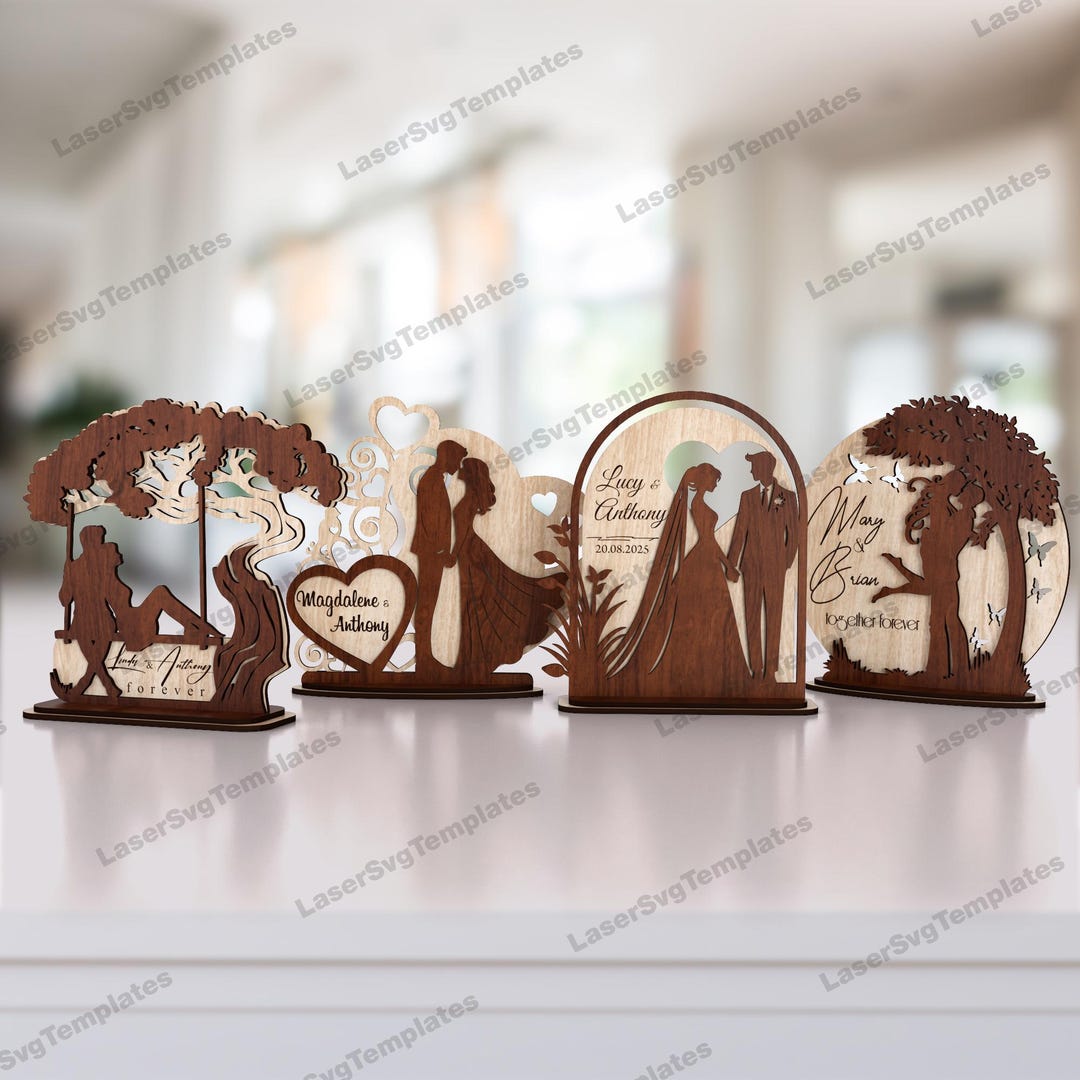 Laser Cut Wedding Romantic Couple Decoration Svg Template Glowforge ...