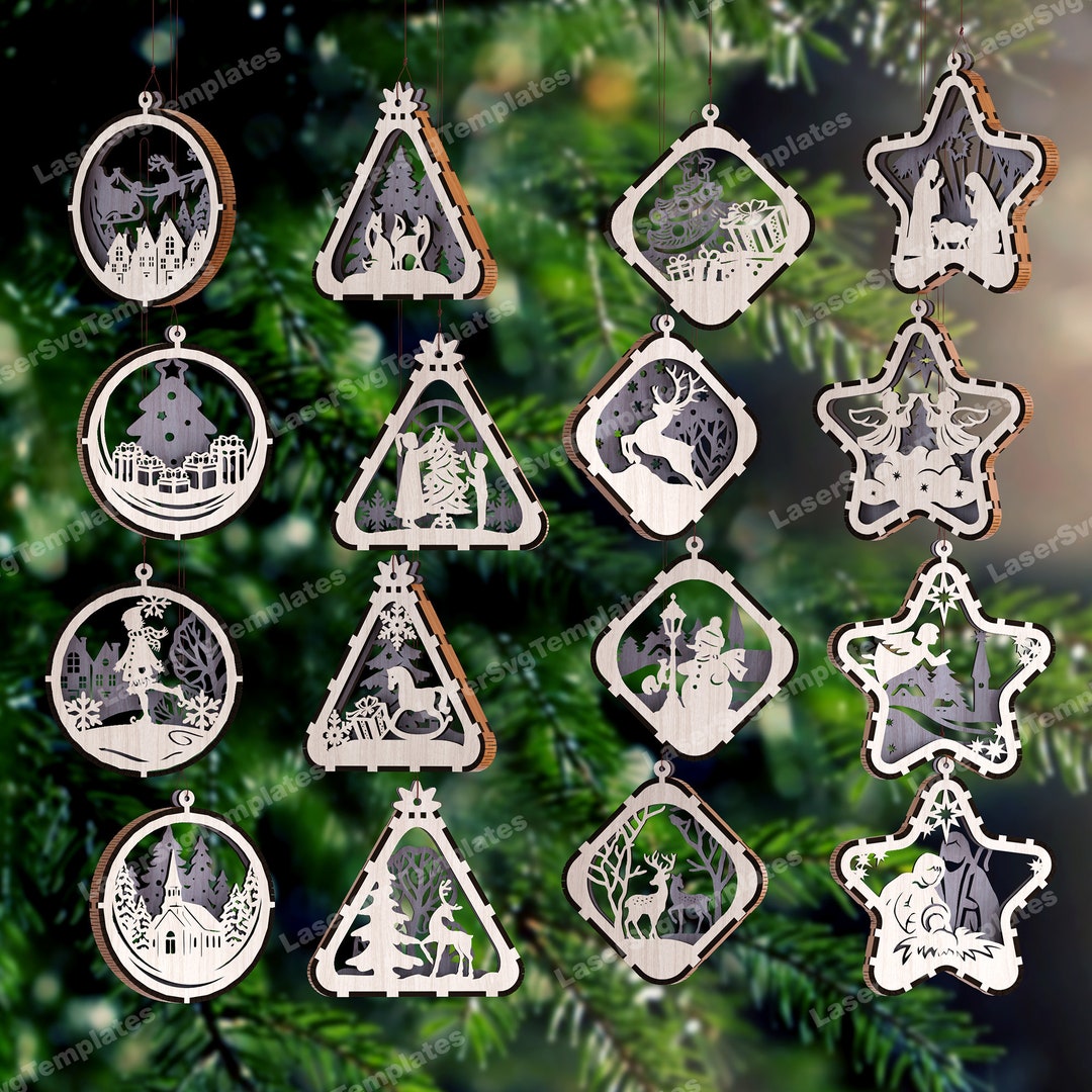Flexible Christmas Tree Ball Ornaments 16 Bundle Svg Laser Cut File ...