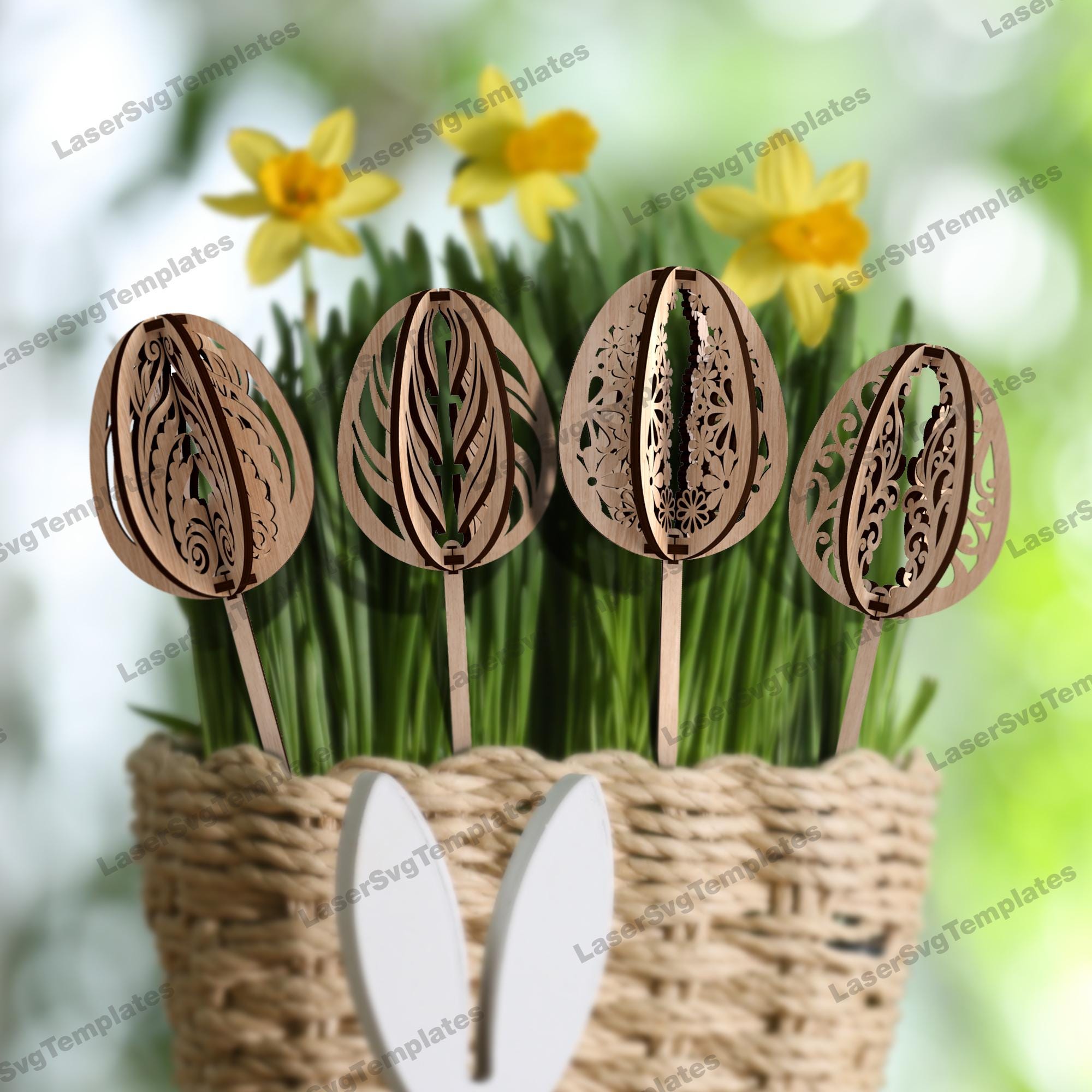 3D Easter Egg Ornaments Laser Cut Svg File Glowforge Easter Ornaments ...