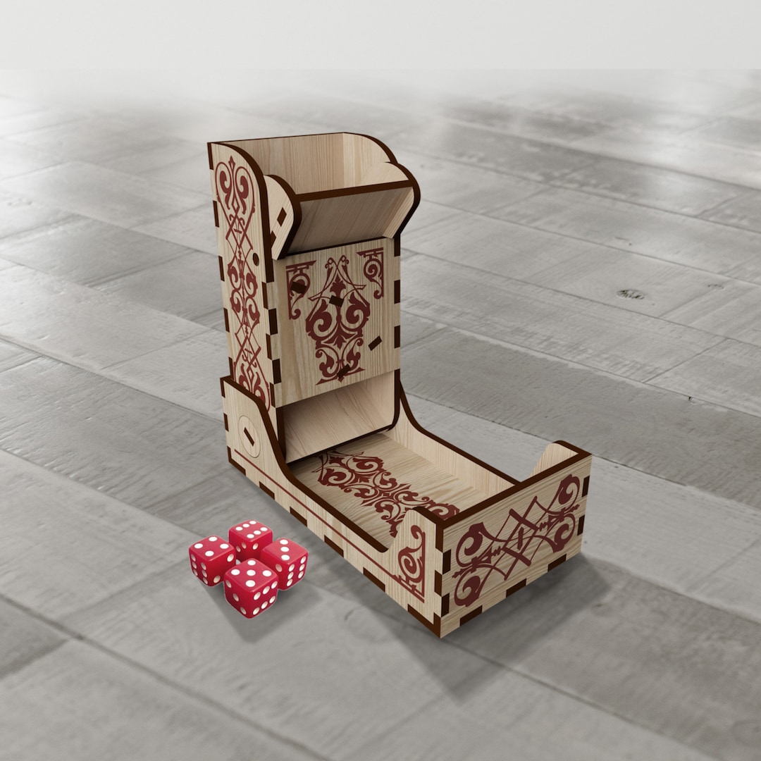 Laser Cut Folding Dice Tower Svg Template Glowforge Game Dice Tower ...