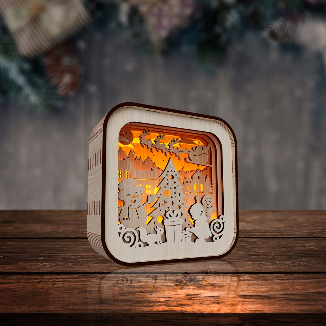 Christmas Table Night Lamp Svg Laser Cut File Glowforge Christmas Table ...