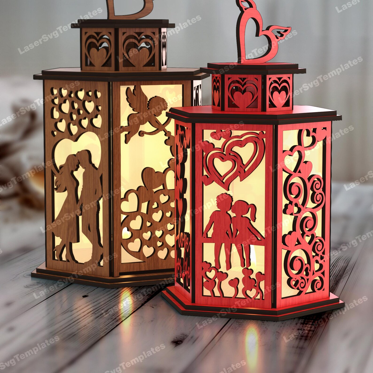 Lámpara de noche romántica de San Valentín con forma de corazón de ...