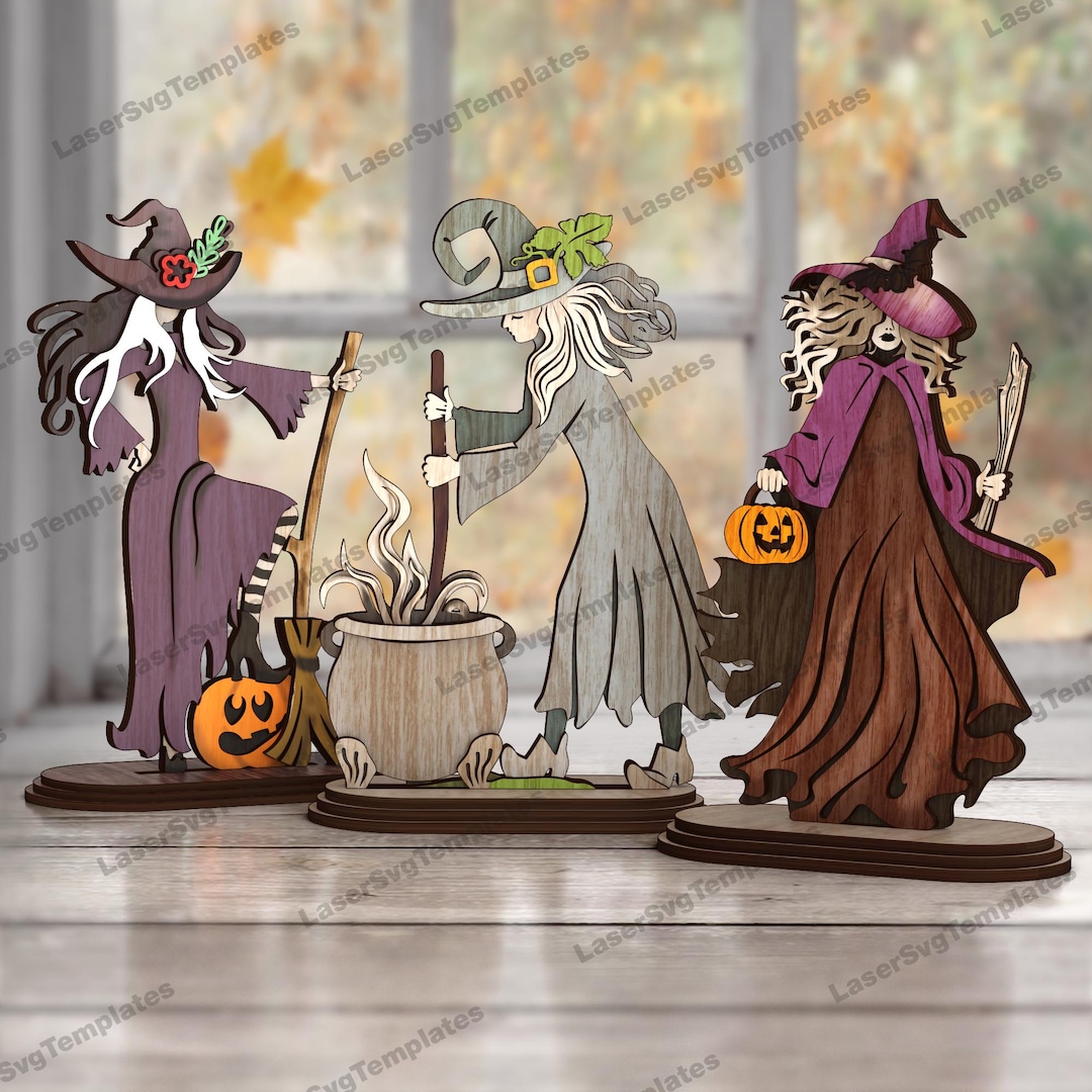 Standing Halloween Witch Table Decor Laser Cut Svg File Glowforge ...