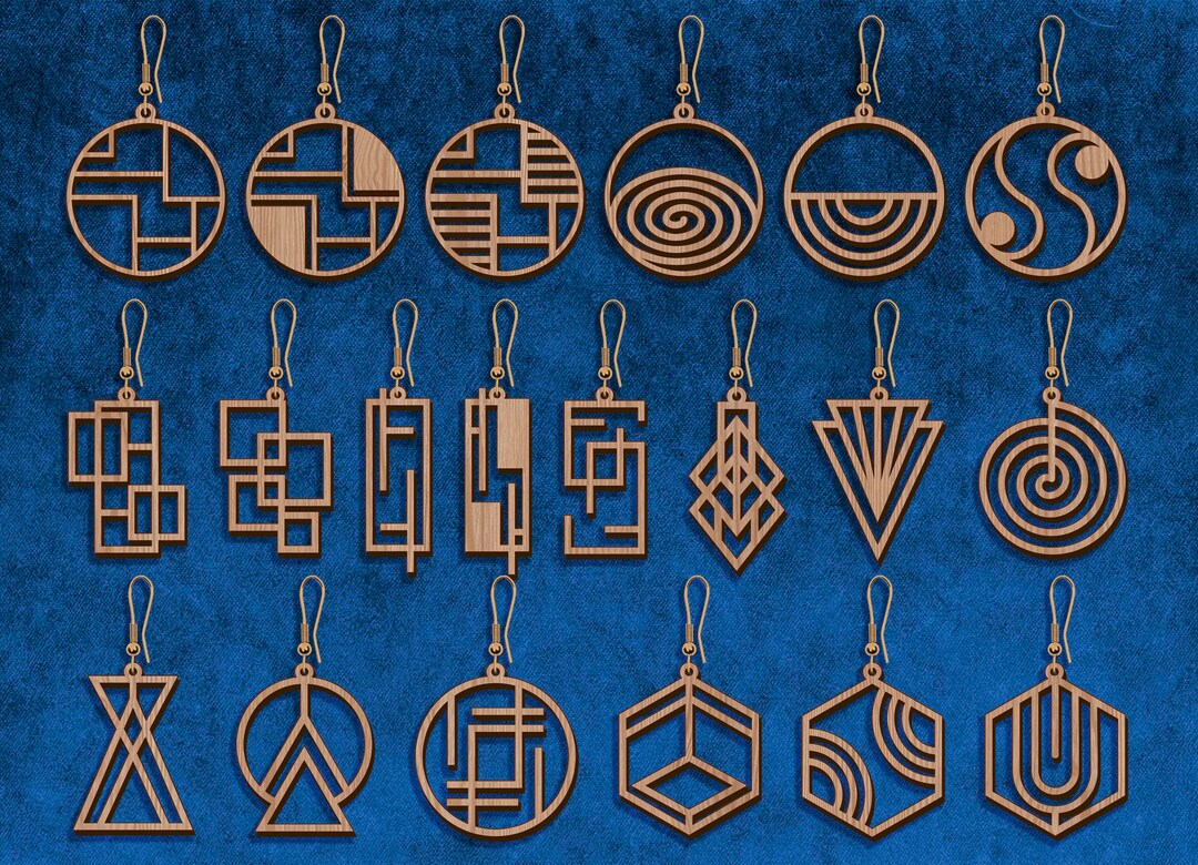 Geometric Earrings Bundle Laser Cut Svg File Glowforge Elegant Earrings ...