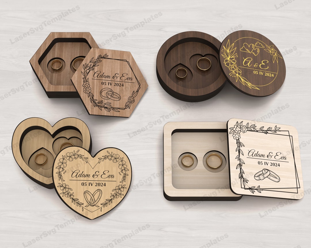 Decorative Wedding Ring Box Set Laser Cut Svg File Glowforge Wedding ...
