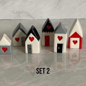 Set of 6, Handmade Individual Mini Houses, Mini Individual Heart Houses ...