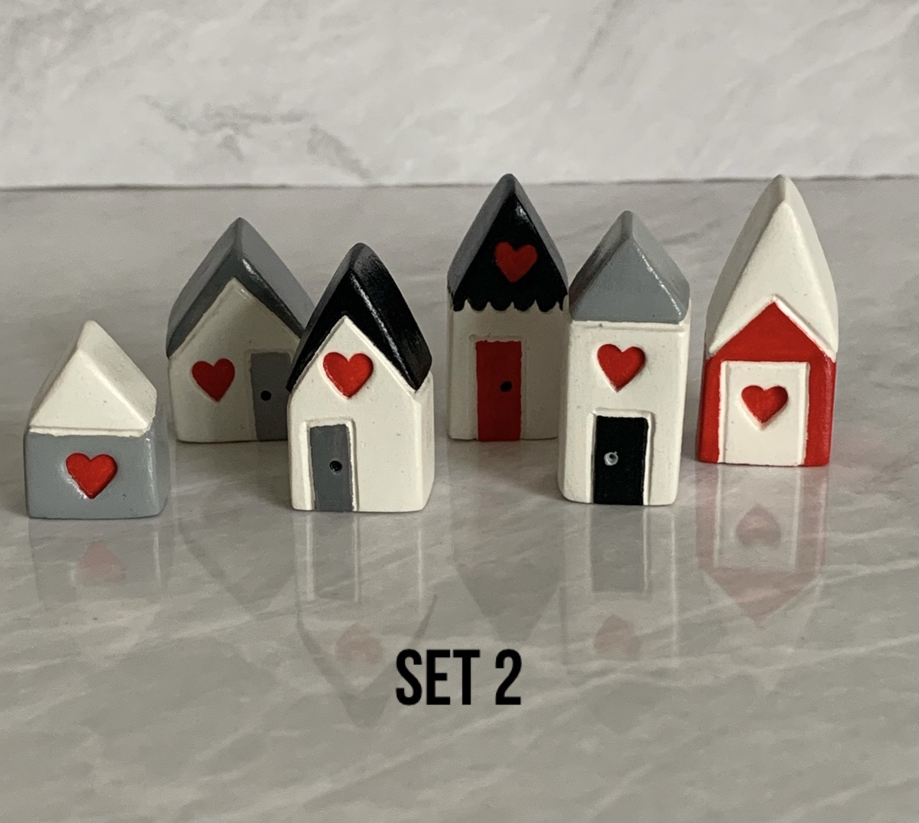 Set of 6, Handmade Individual Mini Houses, Mini Individual Heart Houses ...