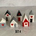 Set of 6, Handmade Individual Mini Houses, Mini Individual Heart Houses ...