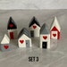 Set of 6, Handmade Individual Mini Houses, Mini Individual Heart Houses ...