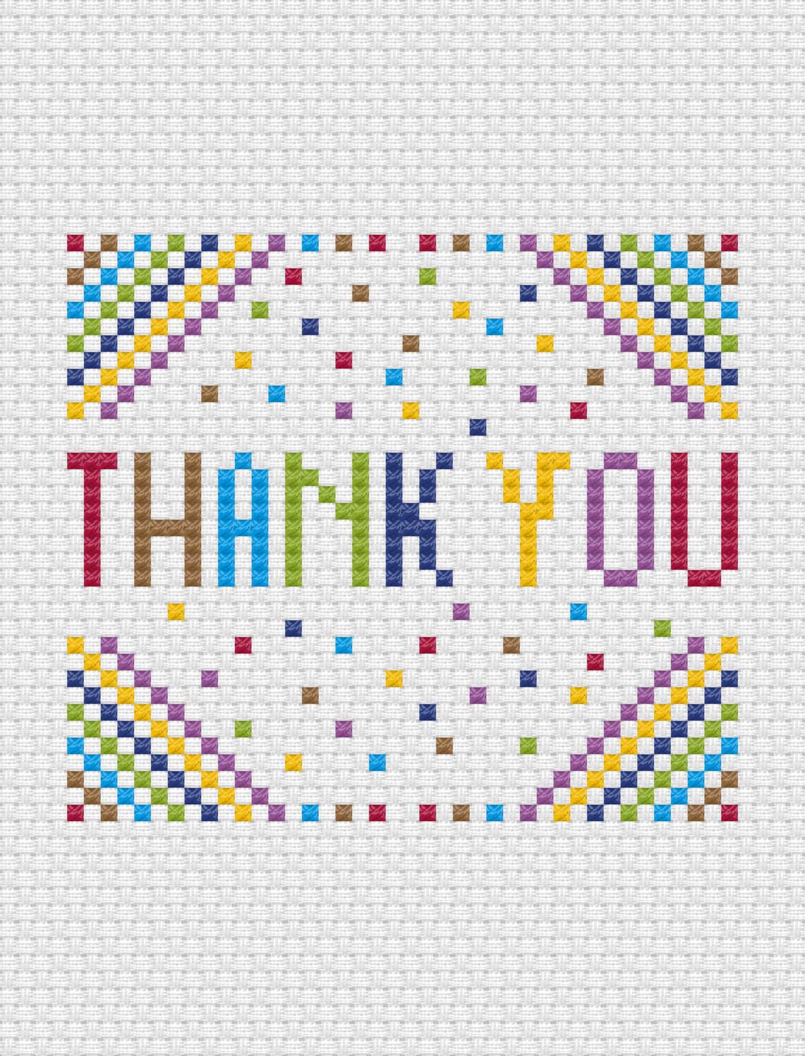 Thank You Card Cross Stitch Digital Pattern / PDF Instant Download ...