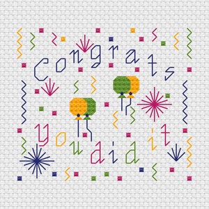 Congrats, You Did It Digital PDF Cross Stitch Pattern - Congratulations ...